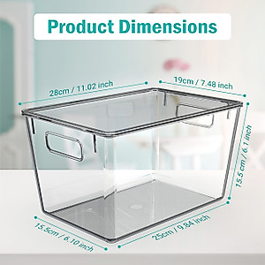 YAN & HIN 12pcs/ Set Clear Large Storage Bins with Lids, Versatile Pantry Storage Solution - Transparent, Stackable, and Durable for Organized Home and Office (11 "L x 7.5" W x 6 "H)