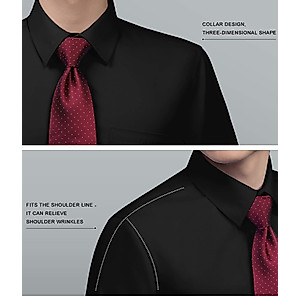 HISDERN Mens Black Dress Shirts Long Sleeve Casual Formal Button Down Shirt for Men Black Gold Plaid Inner Contrast Button Up Club Shirt