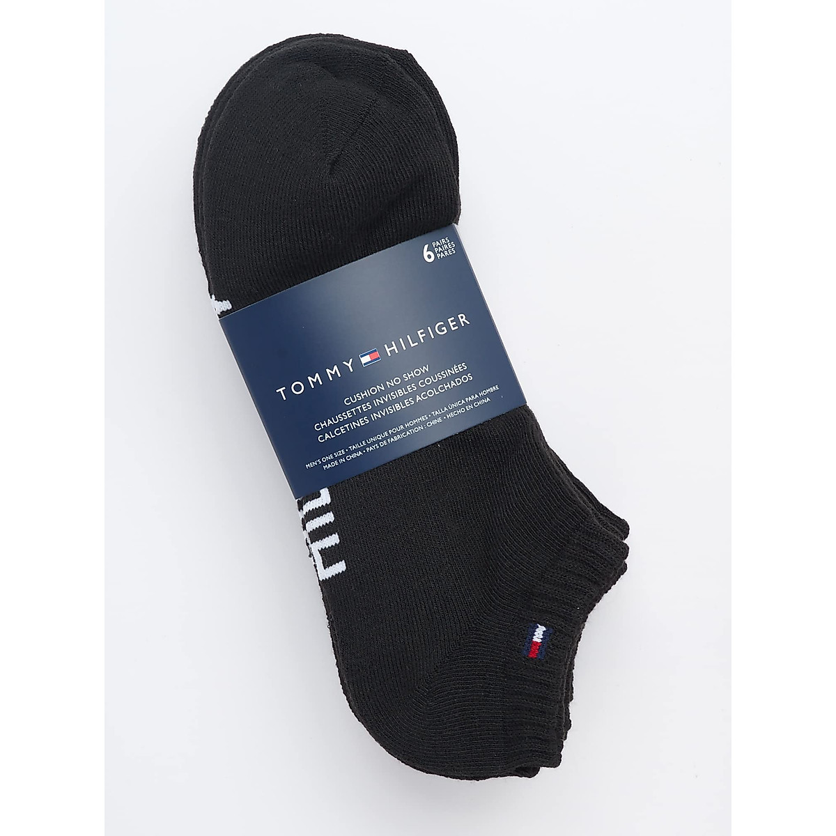 Tommy Hilfiger Men's Athletic Socks - Cushion No Show Ankle Socks (6 Pack), Size Shoe Size 7-12, Pure Black