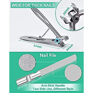Toenail Clippers for Thick Nails, Large Nail Clippers for Thick & Ingrown Toenails Podiatrist Toenail Clippers Kits Stainless Steel Super Sharp Curved Blade Grooming Nail Tool for Man & Women