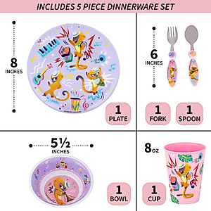 Franco Kids Dinnerware Cartoon Designed Mealtime Kitchen Set, 5 Piece Pack, Sony Vivo