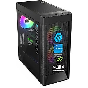 Lenovo Legion 5 Gaming Desktop, Intel Core i5-11500, GeForce GTX 1660 Super, 32GB RAM, 1TB SSD + 2TB HDD, HDMI, DP, RJ-45, Wi-Fi 6, Bluetooth, Wired KB&Mouse, Windows 11 Home, Black