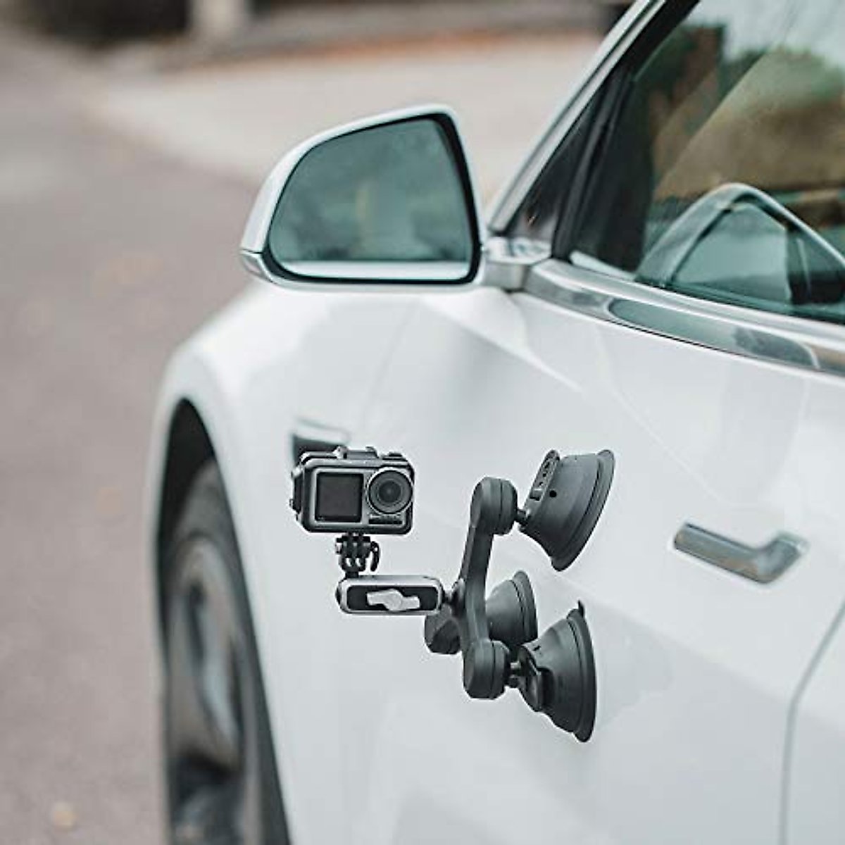 PGYTECH Triple Suction Cup Mount Compatible for DJI OSMO Action 4/3/2, Gopro 11/10/9/8/7/6/5/4 with 1/4"-20 Standard Thread Adapter, for Insta360 ONE RS/R/ONE X3/X2