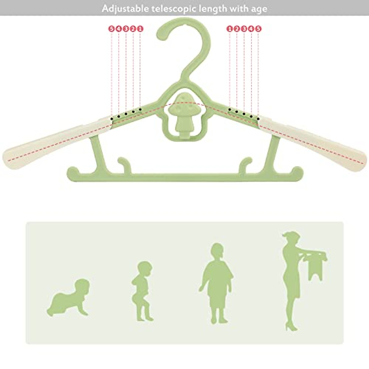 Bebamour Baby Nursery Closet Hangers Cute Baby Hangers for Girl Boy, 10pcs Toddler Kids Child Nursery Closet Hangers, Non-Slip and Extendable Laundry Infant Hangers for Newborn Clothes (Pink)