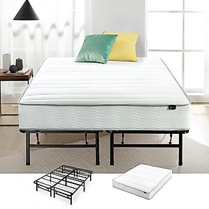 ZINUS 10 Inch Foam and Spring Mattress and SmartBase Metal Mattress Foundation Set / Bed and Mattress Set / No Box Spring Needed / Mattress in a Box, Full