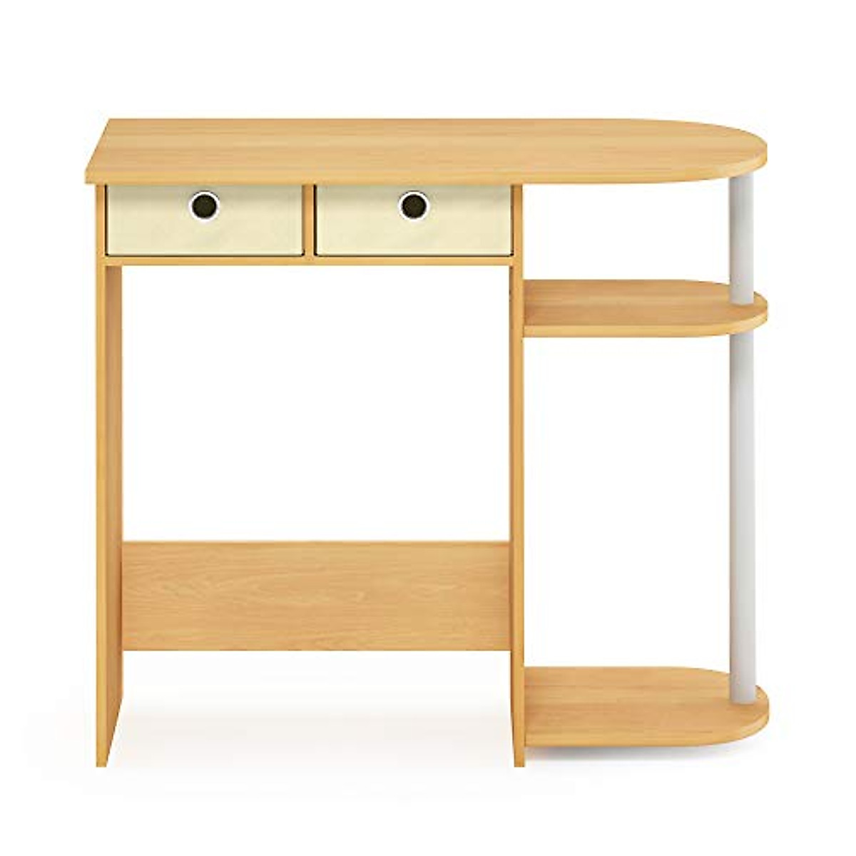 Furinno Go Green Home Laptop Notebook Computer Desk/Table with 2 Drawer Bins, Beech/Ivory/White