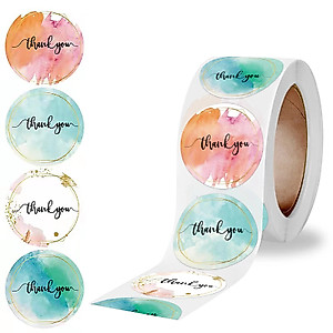 500Pcs 1 Inch Thank You Stickers Water Color Sealing Stickers Labels Tags 4 Unique Design for Small Business Envelope Gifts Weddings Baby Showers Party (B)
