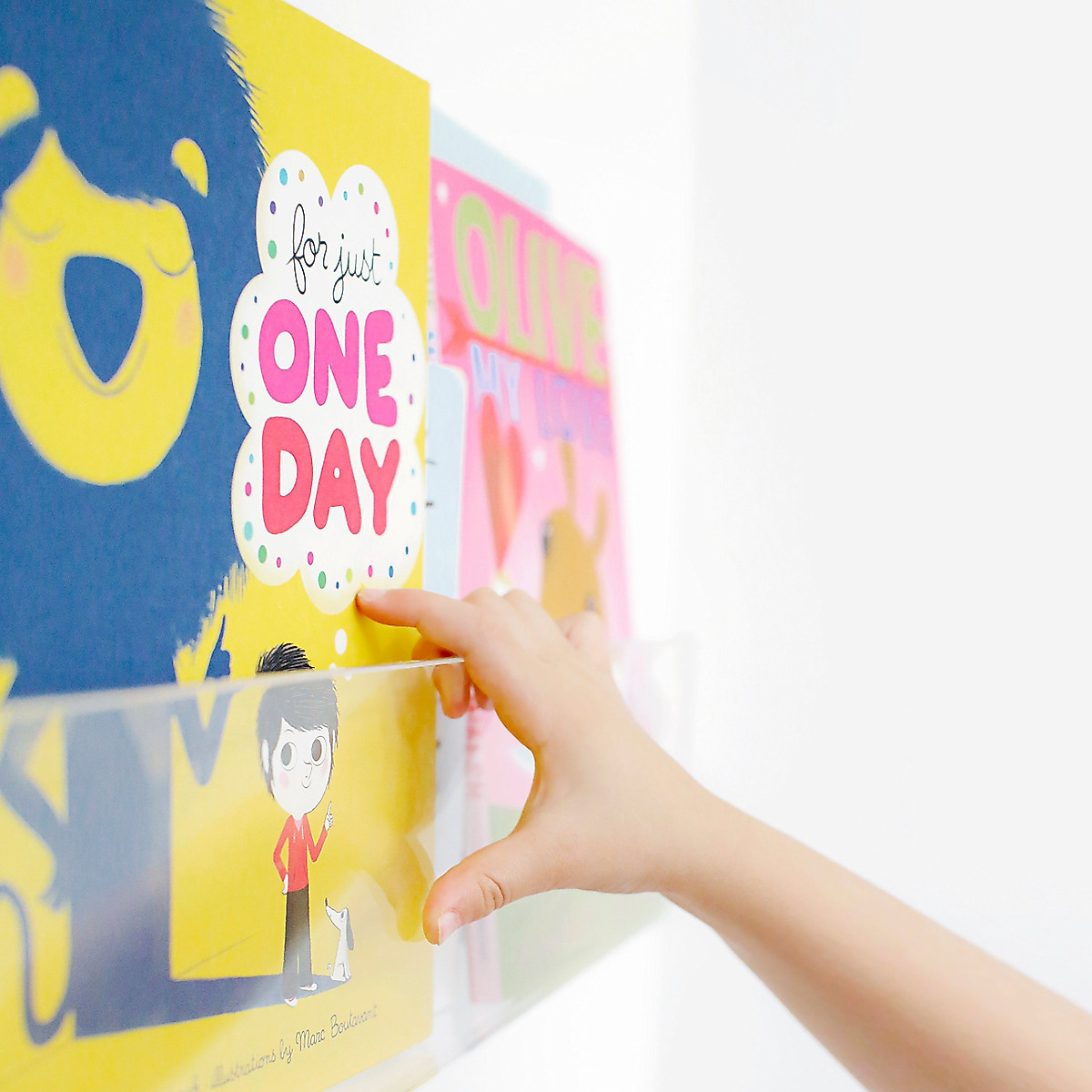 Ubabub Booksee Clear Acrylic Wall Mount Bookshelf, Set of 2