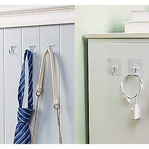 Adhesive Hooks Wall Hooks 14 lb(MAX), Nail Free Heavy Duty Hanger Utility Hooks for Bathroom and Kitchen 16 Packs