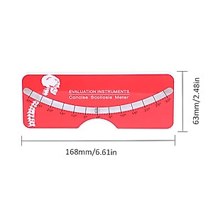 PASNMKvn Scoliosis Testing Meter Metal Spine Scoliometer Measuring Tool For Hospital 0‑30° Testing Protractors, Red