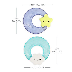 Infantino Shake & Soothe Water Teethers - Sensory Exploration and Teething Relief, Cloud and Star 2-Pack