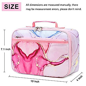 LOIDOU Lunch Box Kids Girls Boys Insulated Lunch Bag Thermal Meal Tote Women Reusable Lunch Pail Bags for School Travel (Marble Pink)