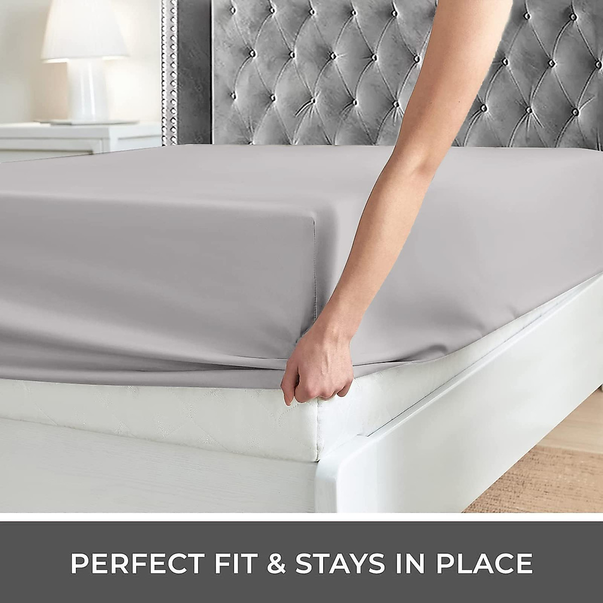 IR Imperial Rooms Fitted Sheet Full - 16 Inch Deep Pocket Fitted Bed Sheets Premium 1800 Soft Microfiber Shrink and Fade Resistant All Around Elastic Full Size Fitted Bottom Sheet Only (Grey)