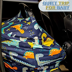 Multi Use Nursing Breastfeeding Cover Scarf - Car Seat Canopy - Shopping Cart - High Chair - Stroller and Carseat Covers for Boys and Girls-Infinity Stretchy Shawl - Baby Shower-Dinosaurs