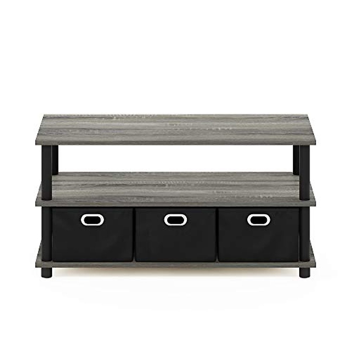 Furinno Turn-N-Tube Coffee Table, French Oak Grey/Black/Black