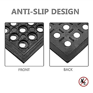 ROVSUN Rubber Floor Mat with Holes, 24''x 36'' Anti-Fatigue/Non-Slip Drainage Mat, for Industrial Kitchen Restaurant Bar Bathroom, Indoor/Outdoor Cushion