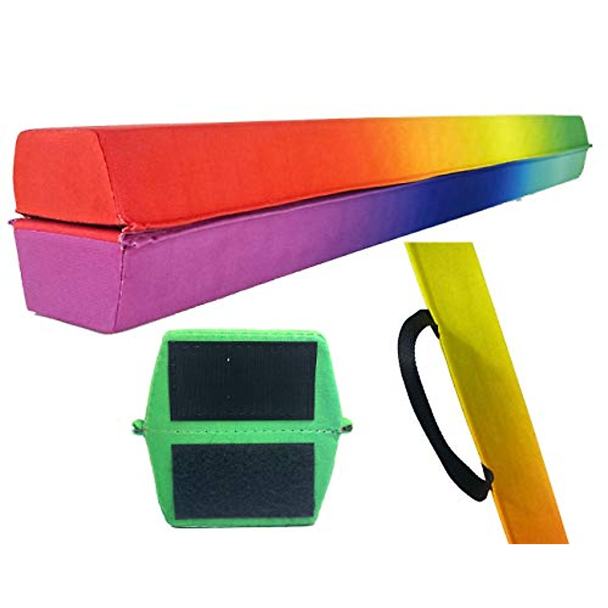 PreGymnastic Folding Balance Beam 8FT/9.5FT -Extra-Firm Suede Cover with Shinning Sticker and Carry Bag for Home/School/Club/Travel