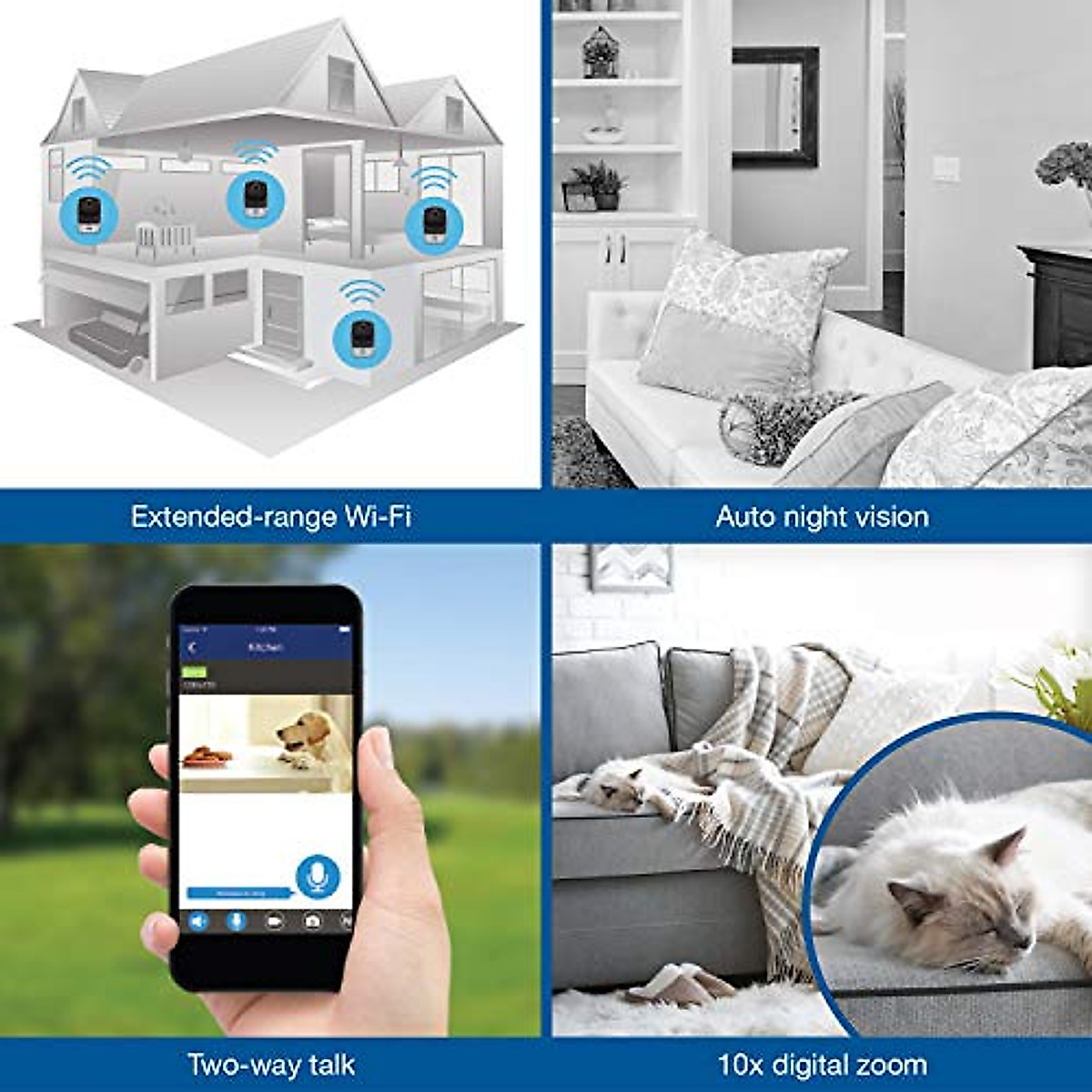 VTech VC9511 Wi-Fi IP Camera with 1080p Full HD, Remote Pan & Tilt, Free Live Streaming, Free motion-detected recording, Automatic Infrared Night Vision & Smart Security Alarm