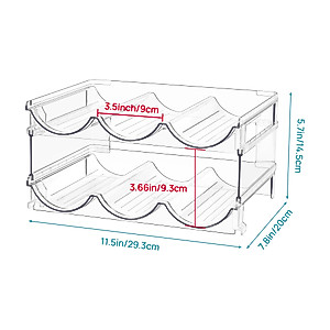 Vtopmart Stackable Water Bottle Organizer Holder, 2 Pack Clear Plastic Cup Storage Rack for Pantry Kitchen Cabinet Cupboard Countertop Organization and Storage, Hold 6 Bottles
