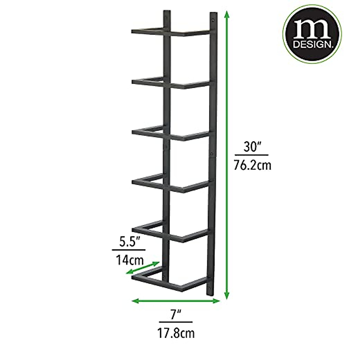 mDesign Modern Decorative Metal 5-Level Wall Mount Towel Rack Holder and Organizer for Storage of Bathroom Towels - Matte Black