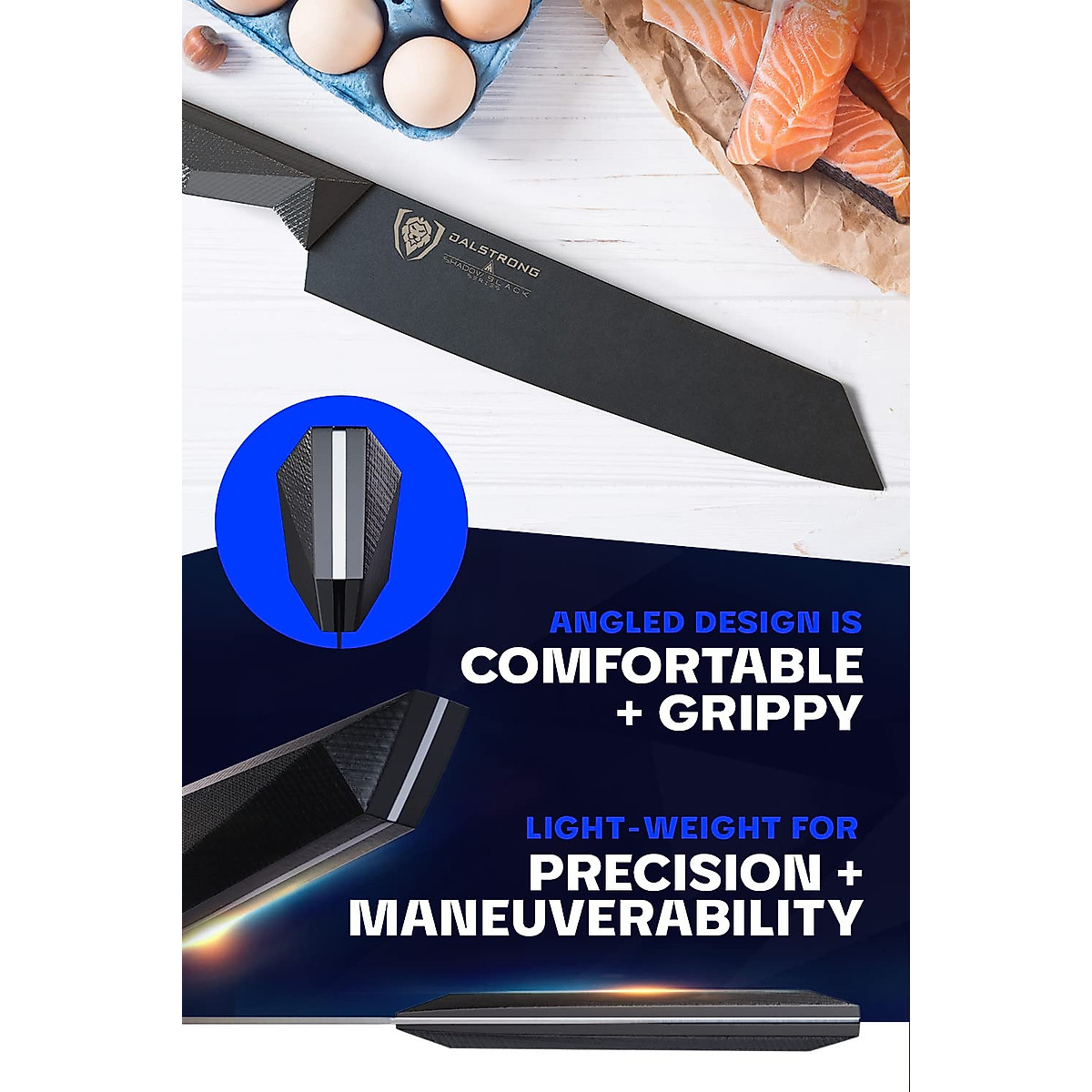 Dalstrong Kiritsuke Knife - 8.5 inch - Shadow Black Series - Black Titanium Nitride Coated - High Carbon - 7CR17MOV-X Vacuum Treated Steel Kitchen Knife - Sheath - Chef Knife - NSF Certified