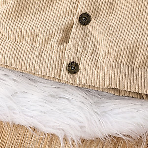 Noubeau Baby Boys Girls Corduroy Trucker Jacket Kids Toddler Sherpa Lined Top Lapel Button Down Thicked Warm Coat Winter Outerwear（Jacket-1,6-9 Months）