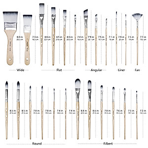 Artecho 24 PCS Paint Brushes for Acrylic Painting, Acrylic Paint Brushes for Oil, Watercolor, Acrylic, Gouache and Canvas Painting
