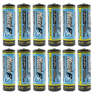 (12-Pack) HyperPS 3.2V LiFePo4 14430 (14 x 43mm) 400mAh Rechargeable Battery for Solar Panel Light, Tooth Brush, Shaver, Flashlight