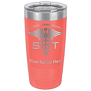 LaserGram 20oz Vacuum Insulated Tumbler Mug, ST Surgical Technologist, Personalized Engraving Included (Coral)