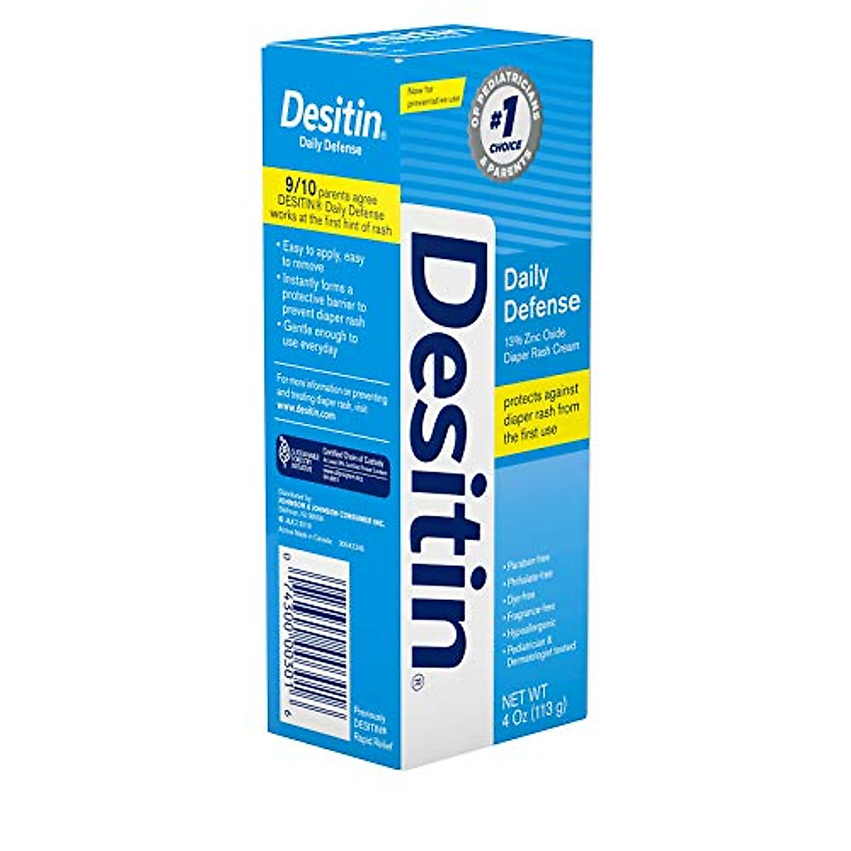 Desitin Daily Defense Baby Diaper Rash Cream with Zinc Oxide to Treat, Relieve & Prevent diaper rash, 4 oz