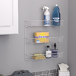 ClosetMaid 3-Tier Hanging Wall Mounted Metal Rack for Spices, Shelf Storage, Pantry Organization, Laundry, Kitchen, Bathroom, White, 8022 , 18-Inch Wide