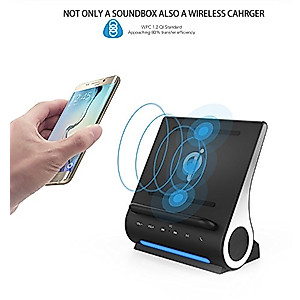 Azpen Dockall D100 - Qi Wireless Charger, Bluetooth Premium Speakers, Docking Station with Built in Mic Handsfree call, 3 in 1 Station for iPhone and Samsung phone