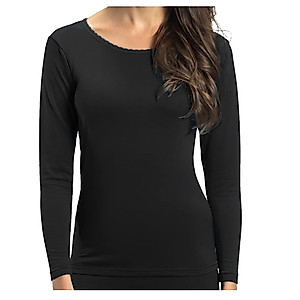 Rocky Women's Thermal Base Layer Top (Long John Underwear Shirt) Insulated for Outdoor Ski Warmth/Extreme Cold Pajamas (Black - XXX-Large)