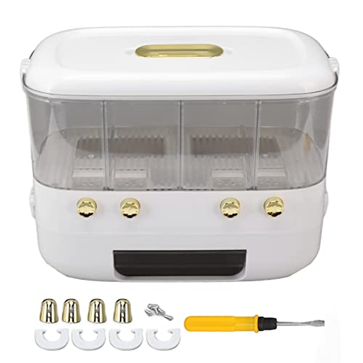 Haofy Rice Grain Bucket, 5000ml Compartment Food Storage Container White Refreshing Keeping for Restaurant (4 Grid)