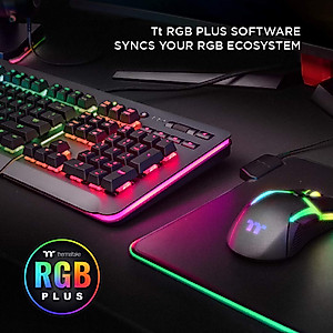Thermaltake Level 20 RGB Titanium Aluminum Gaming Keyboard Cherry MX Blue Switches, 16.8M Color RGB, 32 Color Zone Options, Alexa Voice Control & Razer Chroma Sync Compatible, KB-LVT-BLSRUS-01