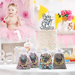 Hopttreely Small Thank You Bags Sheer Organza Bags, 100Pcs Wedding Favor Bags with Drawstring, 4X6 Jewelry Gift Bags for Party, Jewelry, Christmas, Festival, Makeup Mesh Favor Bags (White)