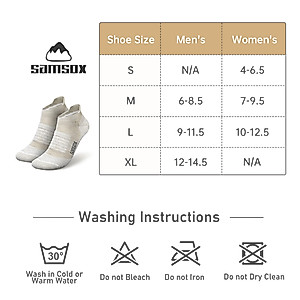 SAMSOX 2-Pair Merino Wool Running Socks, Made in USA, Oatmeal M