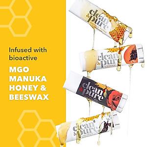 Clean & Pure Lip Balm 2-Pack (Vanilla) | Manuka Honey Beauty Products | Lip Care Set With 100% All Natural Beeswax and Vitamin E Oil | Flavored Lip Balm for Dry, Chapped Lips