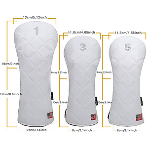 YuEagleSky Golf Head Covers Driver Fairway #3#5 USA Flag for Club Men Women (White)