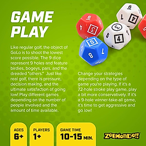 Zobmondo!! GOLO Golf Dice Game | for Golfers, Families, and Kids | Portable Fun Game for Home, Travel, Camping, Vacation, Beach | Award Winner