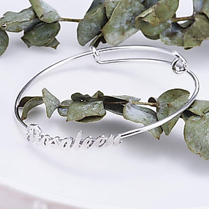 RMREWY Sterling Silver Personalized Name Bracelet Handmade Engrave Name Adjustable Bangle Custom Jewelry Christmas Gift for Women Mom
