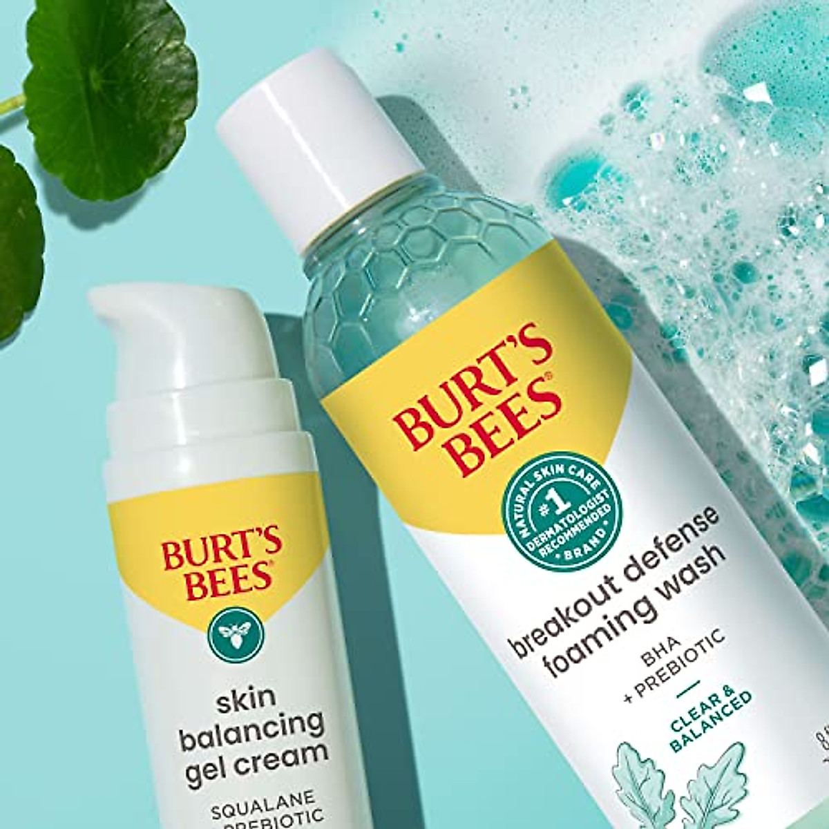 Burt’s Bees Foaming Face Wash, BHA Breakout Defense Cleanser for All Skin Types, Washes Away Impurities & Excess Facial Oil, With a Prebiotic, 8 Oz.