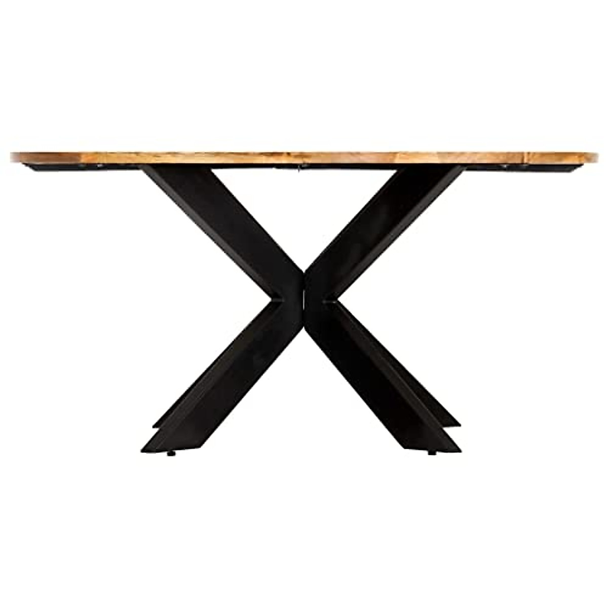 CHARMMA Dining Table Round,Solid Mango Wood Kitchen & Dining Room Round Tables for Farmhouse Kitchen Room Decor, Powder Coated Iron Leg,59.1" Dia