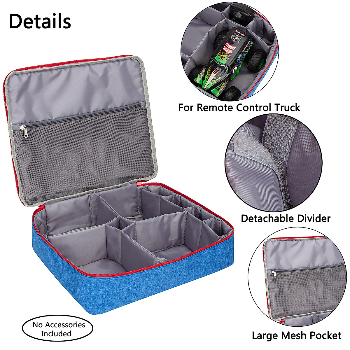 KISLANE Toy Cars Storage Compatible with Monster Jam Remote Control Truck, Carrying Case Fits for 1:24 Scale Monster Jam Truck for Kids, Bag Only (Blue)