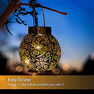 QMYPEACE Solar Lamp, Outdoor Solar Hanging Lanterns Waterproof Metal LED Decorative Christmas LightsSolar Lamp for Patio, Yard, Table, Pathway Decoration（Bronze）