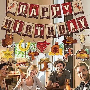 Cowboy Happy Birthday Party Decorations - NOVBAUB 29PCS Hanging Swirls Western Birthday Party Decorations Whirls Hanging Streamers Rodeo Hanging Swirls Streamers Cowboy Birthday Party Decorations