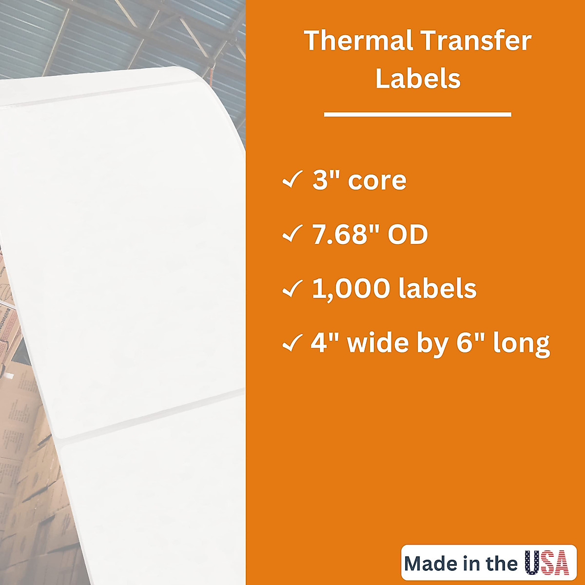 ATL Direct - Thermal Transfer Shipping Labels 4x6 1,000, 4x6 Thermal Labels, Thermal Printer Labels 4x6, Label Printer Paper, Shipping Label Paper, Rollo Labels, Thermal Labels 4x6 roll, zebra labels