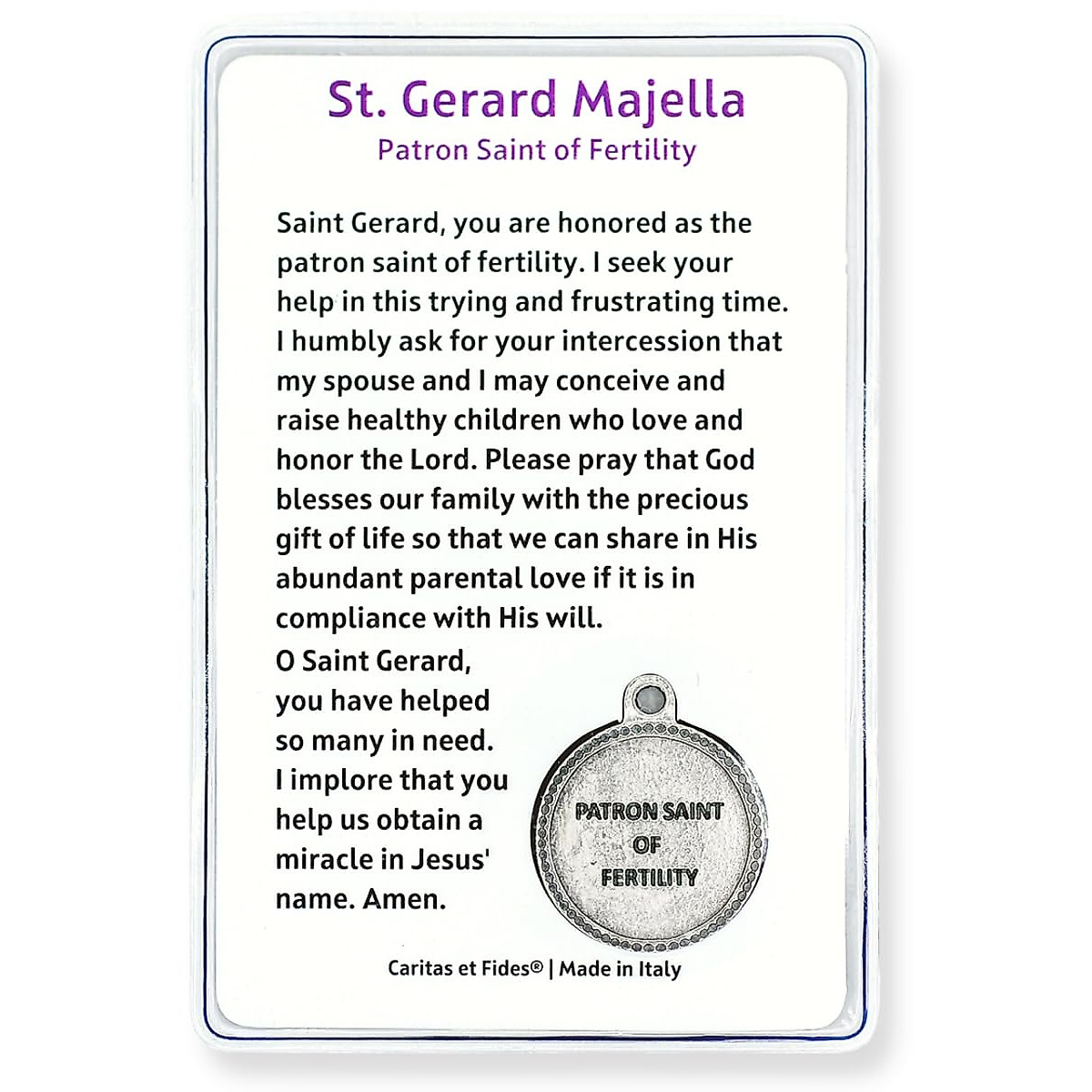 Laminated St Gerard Pregnancy Prayer Card - Catholic Holy Card for Patron Saint of Fertility and Motherhood, Includes St Gerard Medal for Pregnancy, Wallet Size Prayer Card