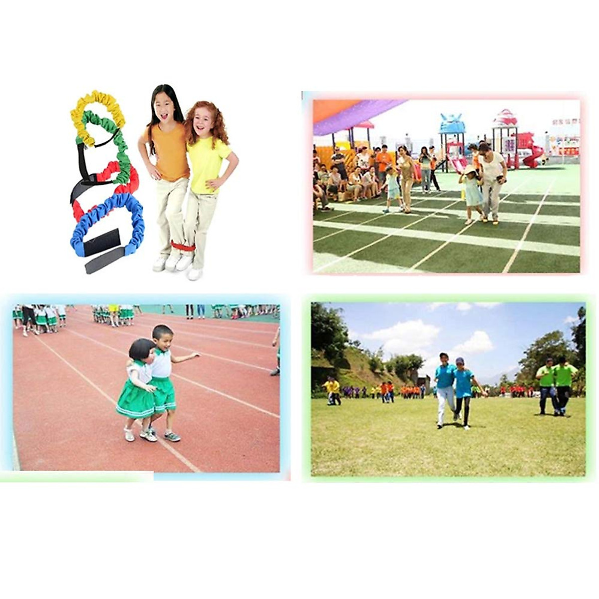 Potato Sack Race Bags (4-pack) and 3-Legged Race Bands (4-pack) - Sturdy & No Smell - Popular Outdoor Party Yard Games for All Ages Family Gatherings, School Gym Class