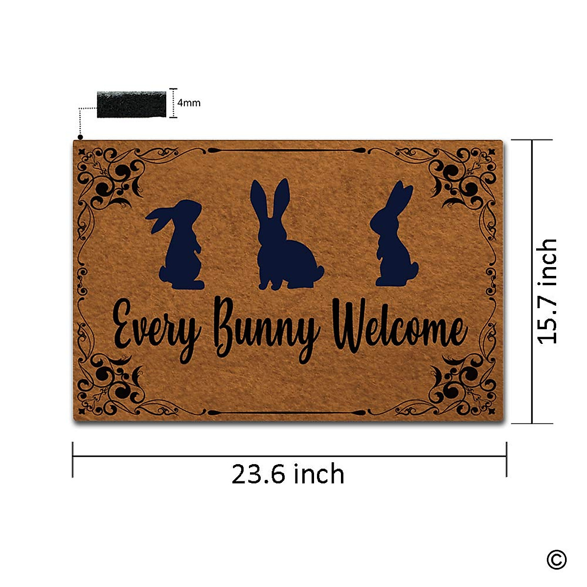 MsMr Funny Door Mat Entrance Floor Mat Every Bunny Welcome Non-Slip Doormat Welcome Mat 23.6 inch by 15.7 inch Machine Washable Non-Woven Fabric